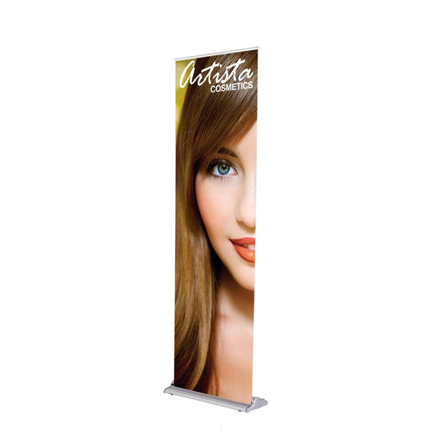 24 in. Silver Step Retractable Banner Stand, Custom Banner Stands NYC ...