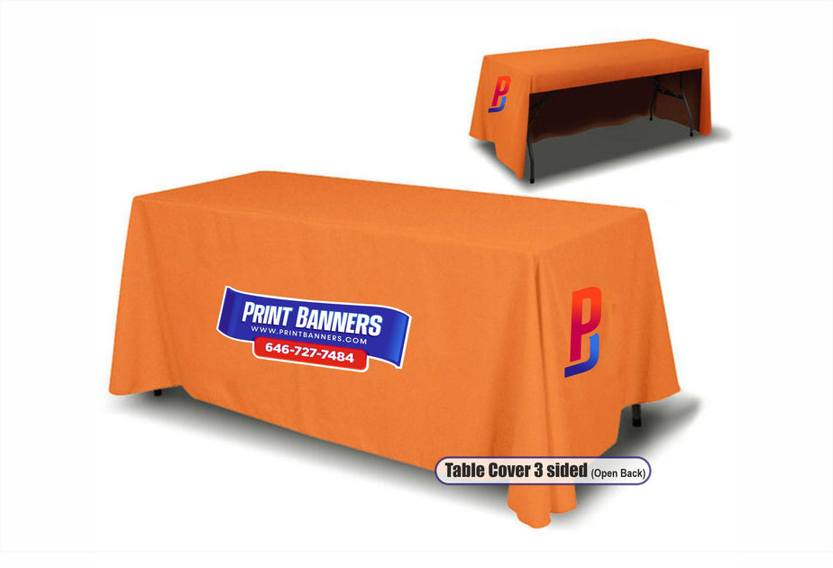 4 ft Table Cover 3-Sided Open Back | Print Banners NYC